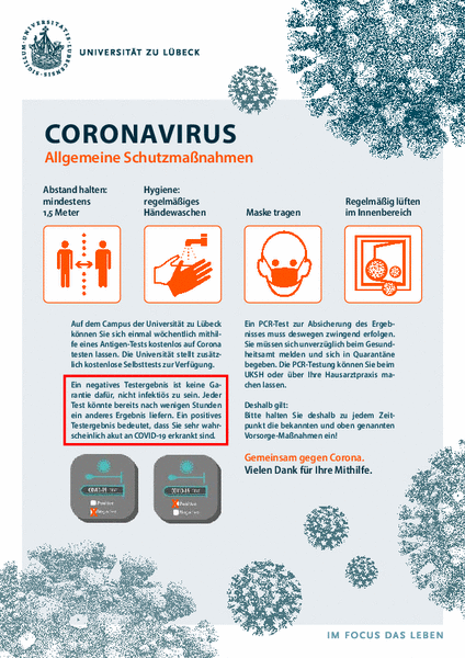 Gemeinsam gegen Corona: AHA-L Regeln einhalten: Universität zu Lübeck